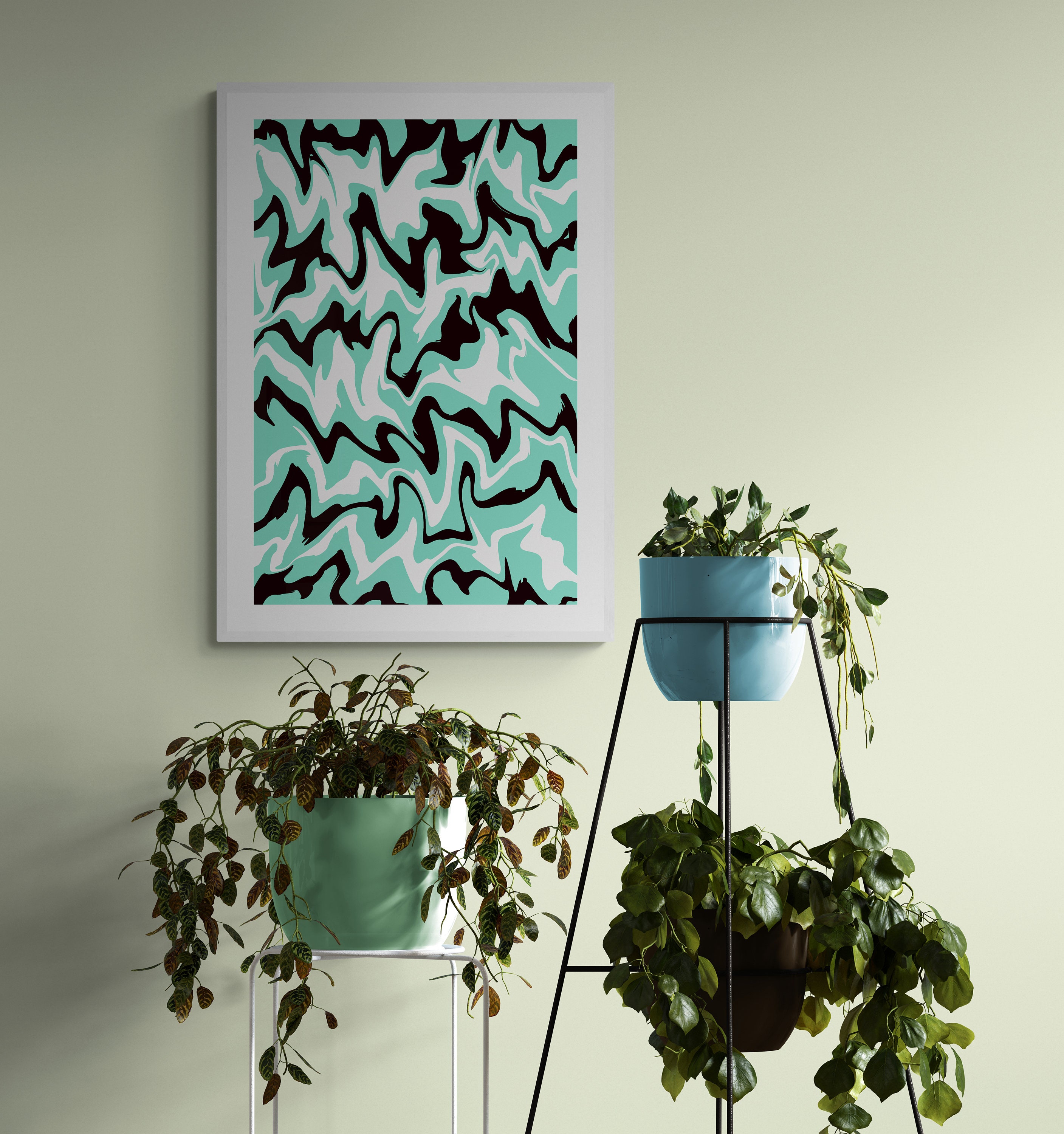 Retro Wavy Print Digital Download Abstract Wall Art - Etsy