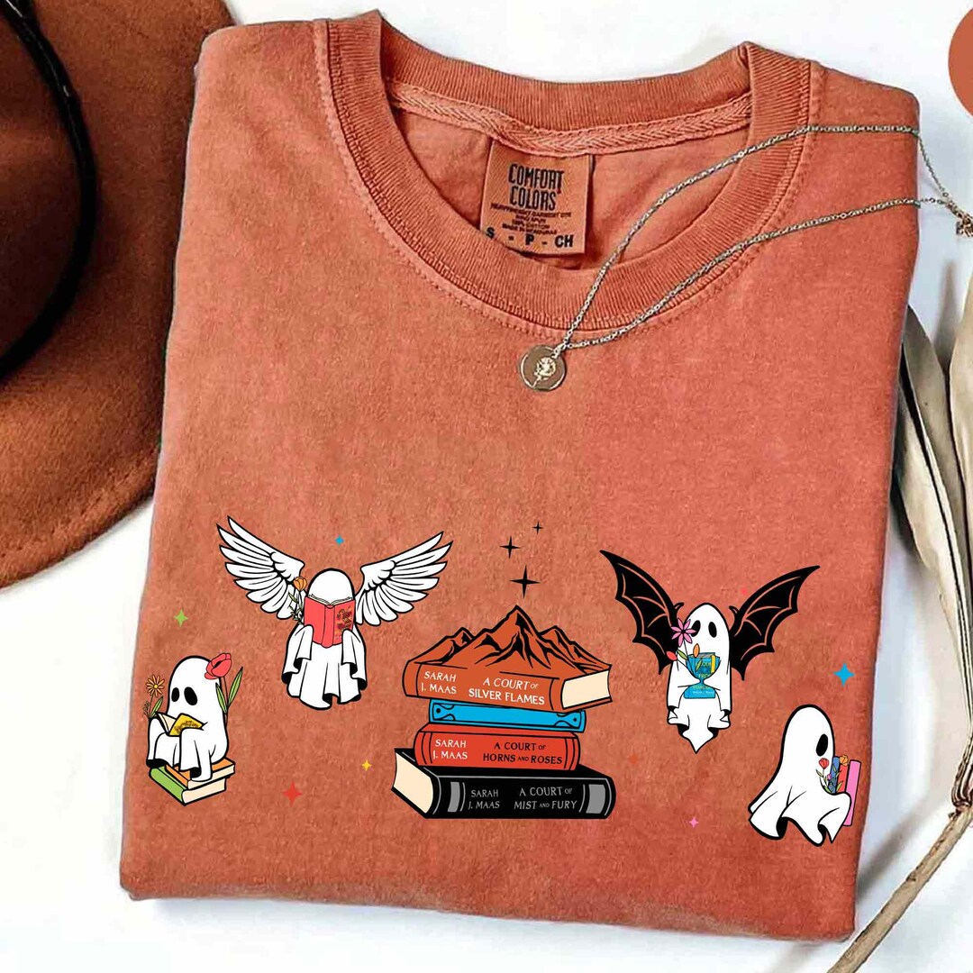 Cute Ghost Reading ACOTAR Comfort Colors Shirt, Acotar Boo Tee ...