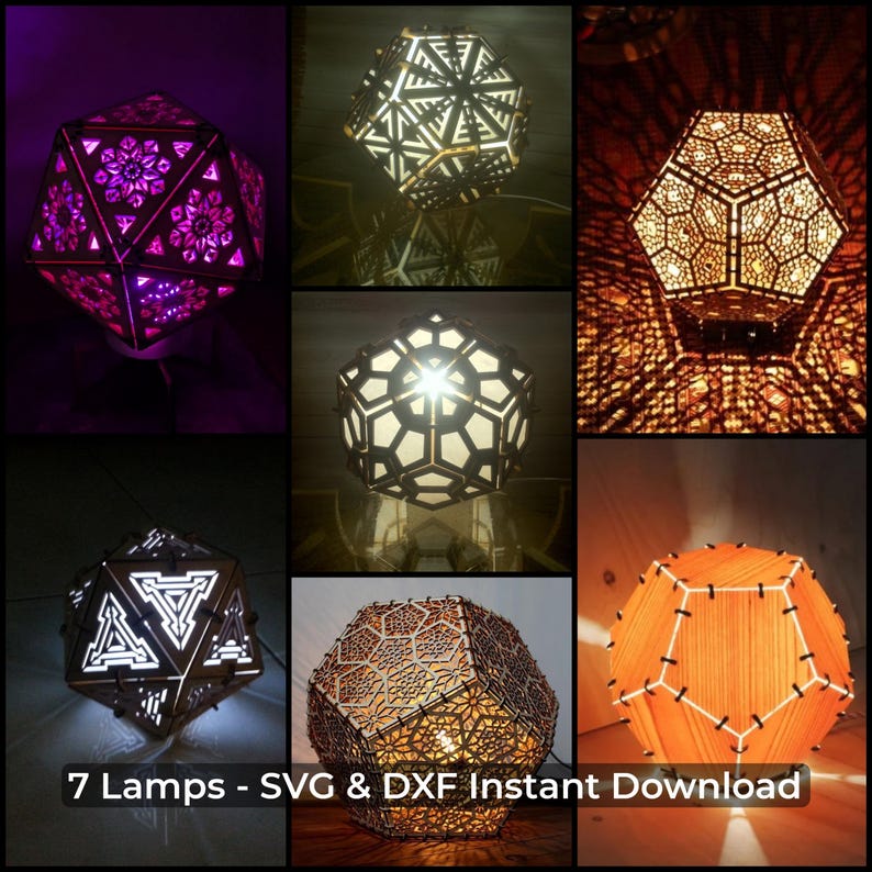 7 Lamps - SVG & DXF Laser Files Bundle: Professional Designs, Instant ...