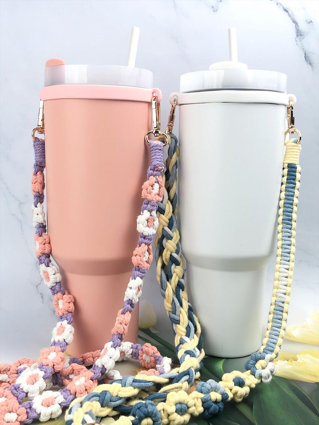 Hand-woven Stanley Cup Strap | Long Adjustable Tumbler Cup Strap ...