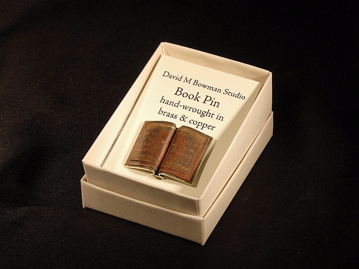 Book Pin Foldformed Copper & Brass Jewelry for Bibliophiles - Etsy