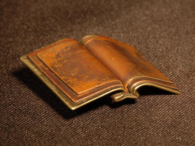 Book Pin Foldformed Copper & Brass Jewelry for Bibliophiles - Etsy