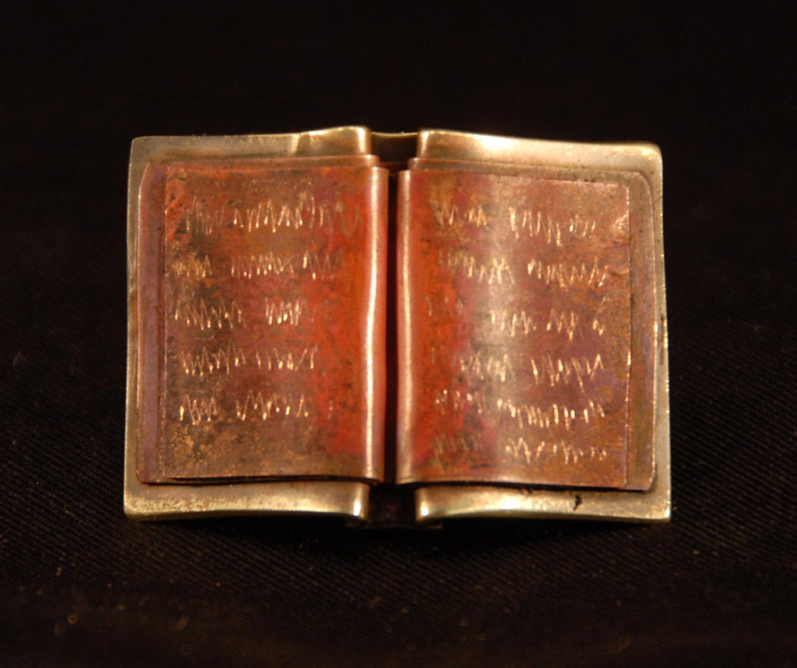 Book Pin - Foldformed Copper & Brass - Jewelry for Bibliophiles - Etsy