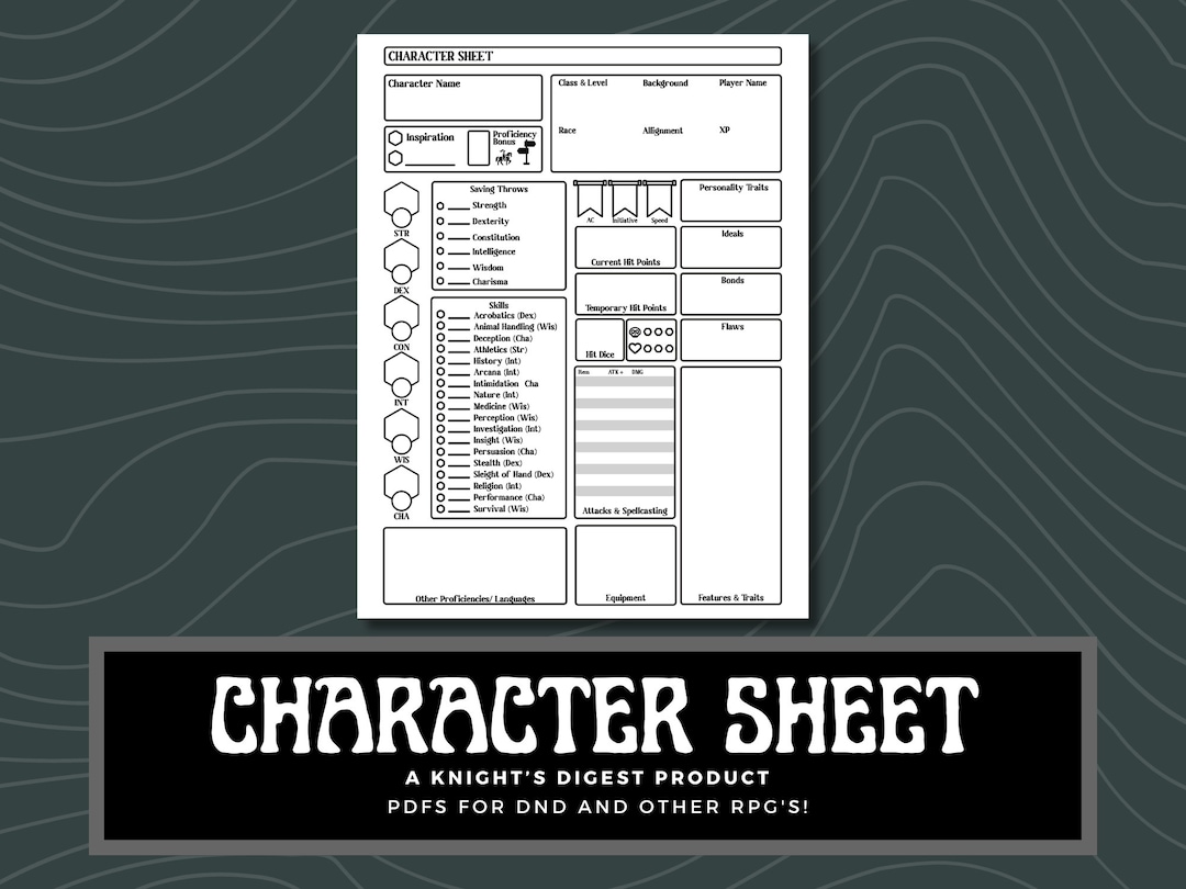Dungeons and Dragons Character Sheet | Custom Dnd, Dnd Gift, Gift for ...