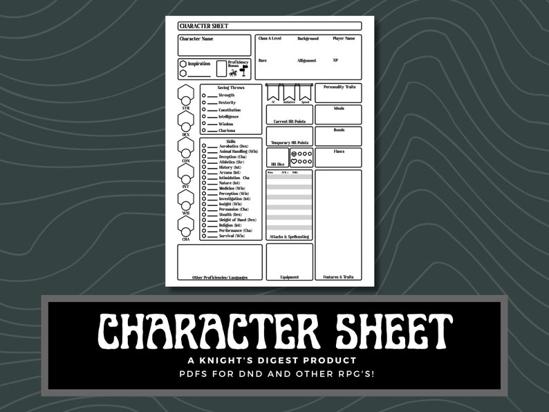 Dungeons and Dragons Character Sheet Custom Dnd, Dnd Gift, Gift for Dm ...