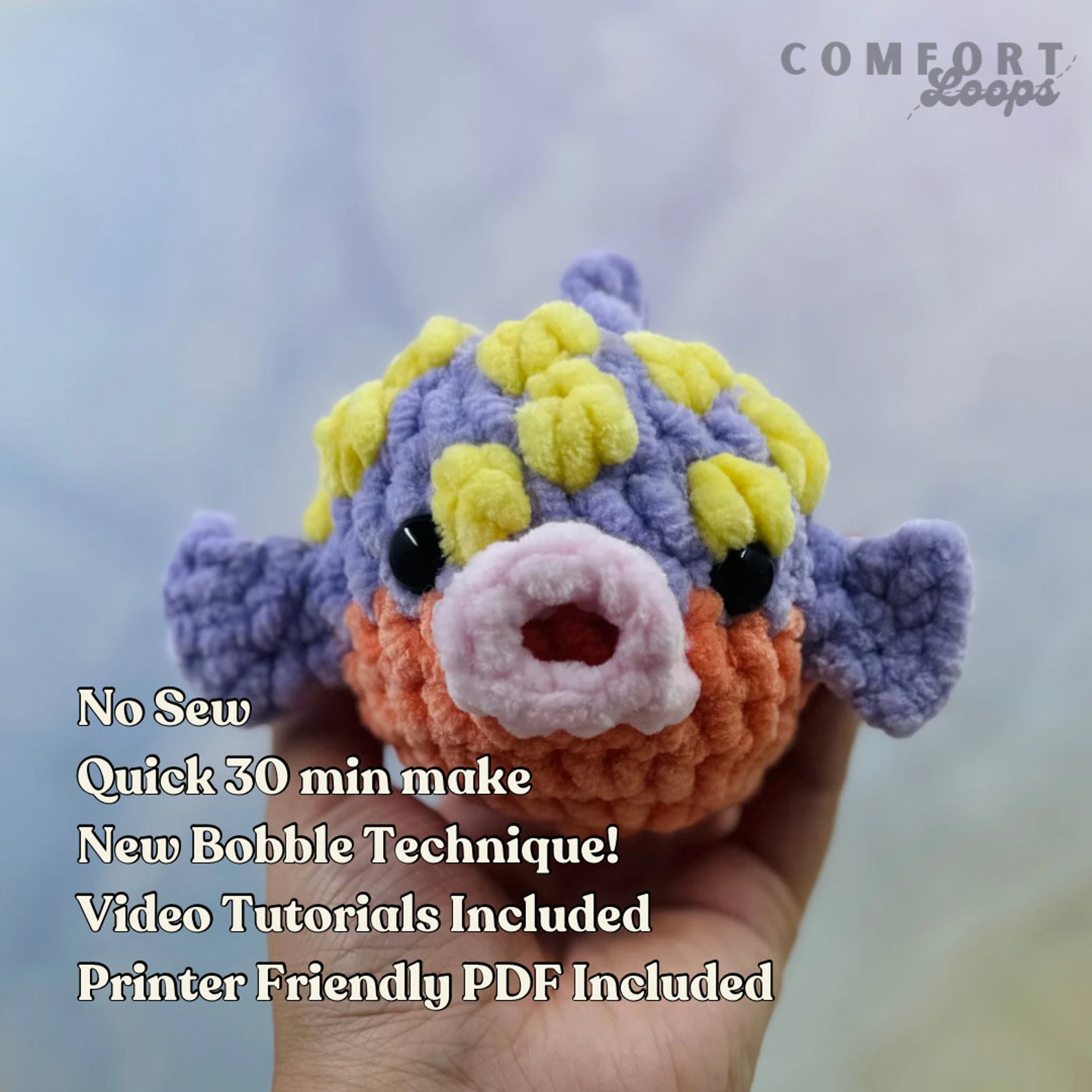 Puffin the Puffer Fish Pattern / NO SEW / Crochet Pattern / Crochet ...