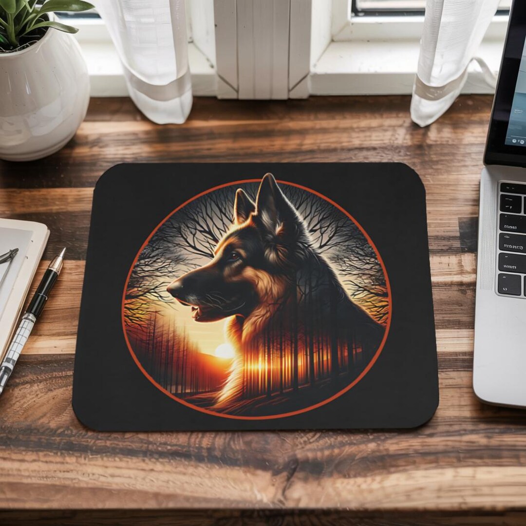 German Shepherd Sunset Mouse Pad, Dog Lover Gift, Gaming Pad, Office ...