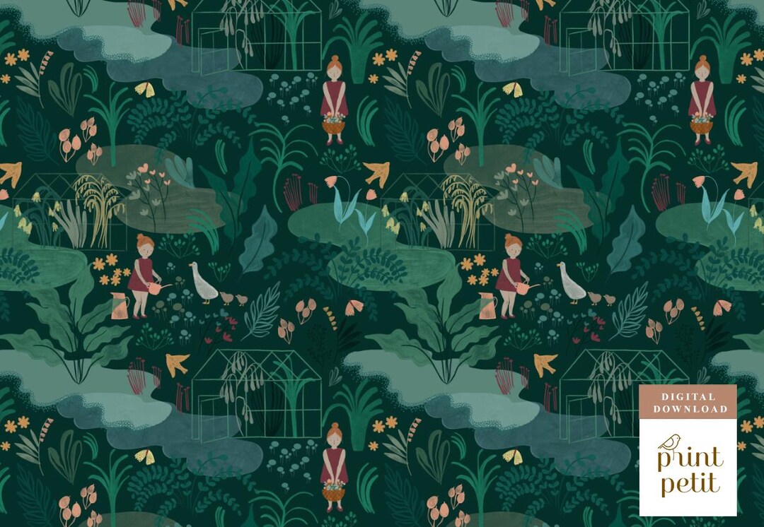 Seamless Gardening Pattern, Spring Garden Seamless Pattern, Digital ...