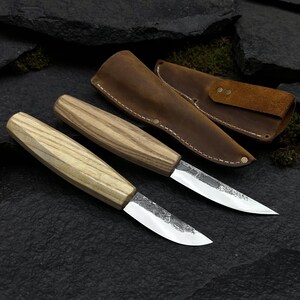 2-piece Hand Forged Sloyd Knife Set, 52100 Steel Blades, Ergonomic Ash ...