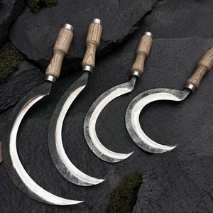 Forged Garden Sickle Set 4 PCS, Harvest Set, Hand Scythes, Ritual ...