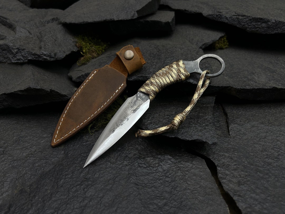 Handcrafted Throwing Knife - 52100 Steel Blade, Paracord Wrapped Handle ...