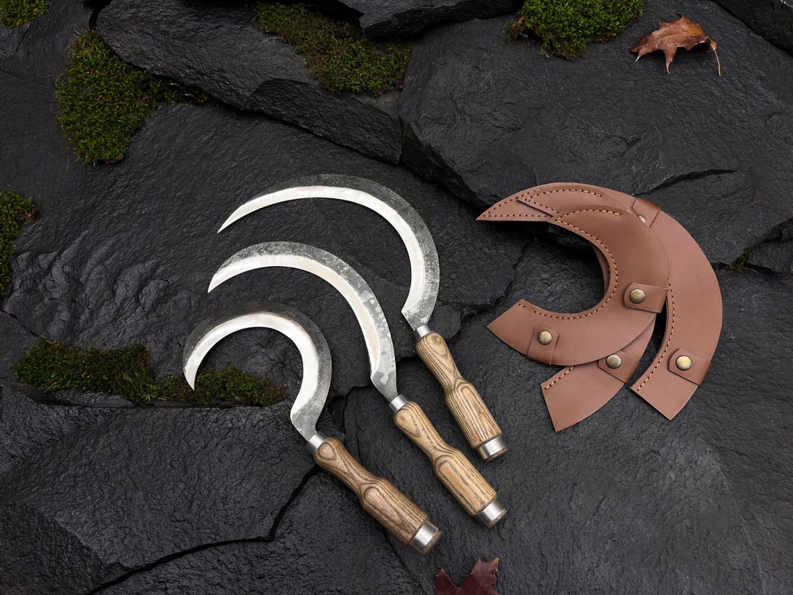 Hand-forged Sickle Set 3 PCS, Druid's Ceremony Tools, Handmade Scythe ...
