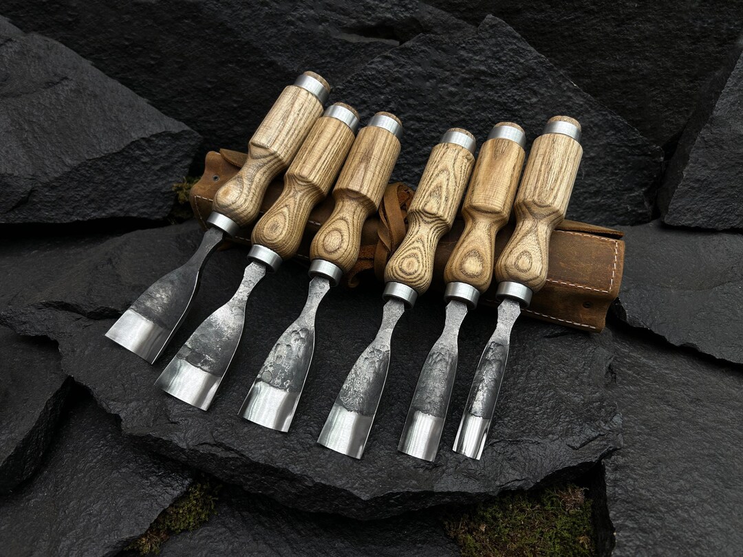 Premiumforge Wood Carving Gouge Set 6 Pcs. Hand Forged Blades, 52100 ...