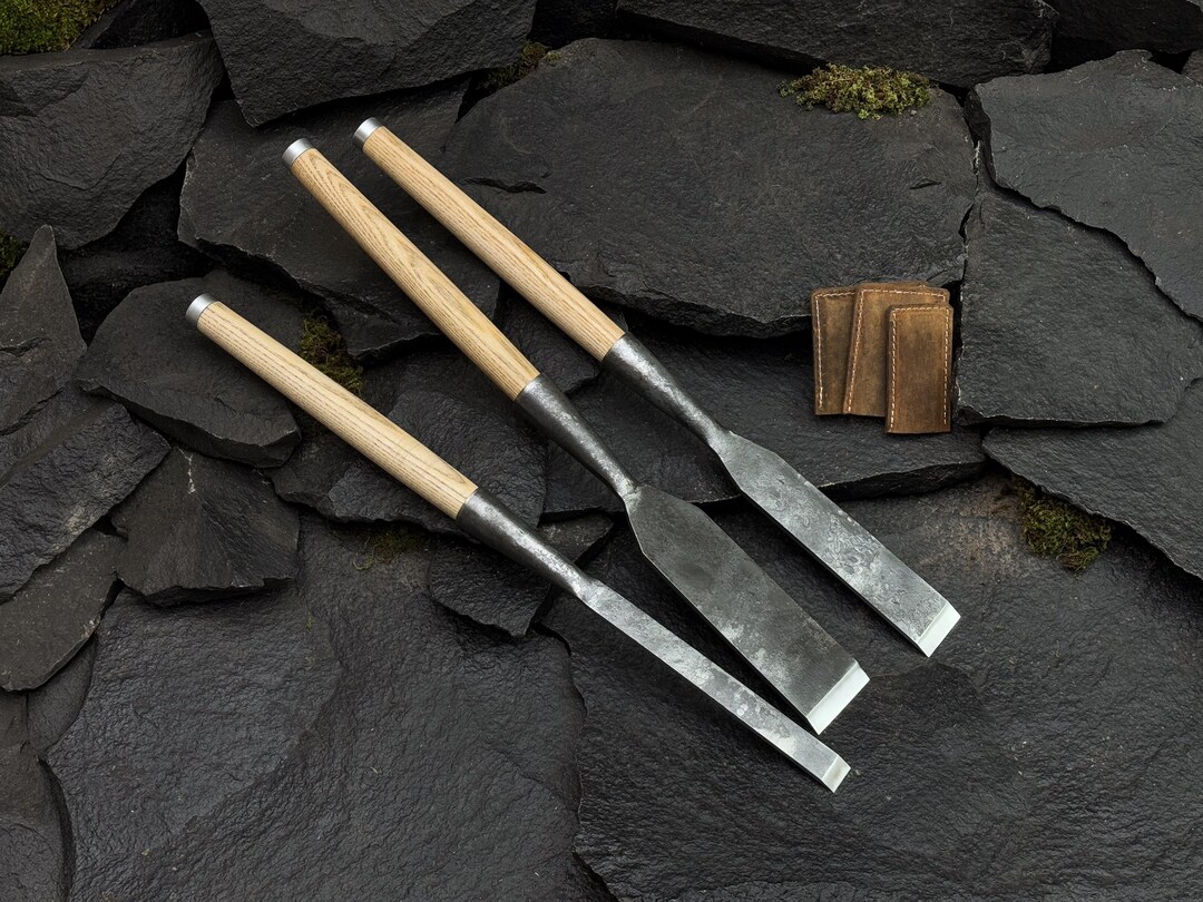 Hand-forged Carving Timber Chisels – 52100 Carbon Steel Blades (20 Mm ...