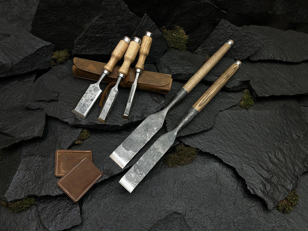Set of 5 Chisels, Hand Forged Chisels, Carpenter Tools, Framing Timber ...