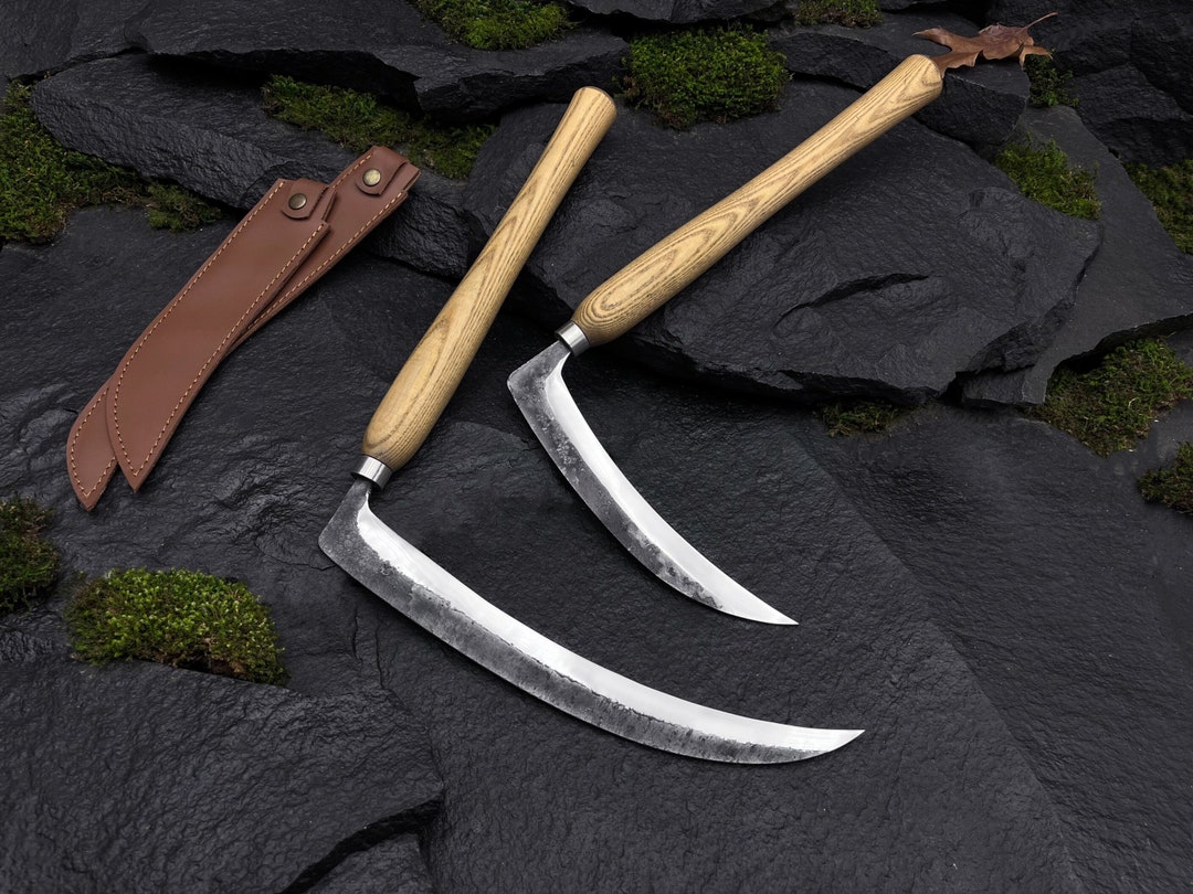 Hand-forged Scythe Set 2 PCS, Garden Herb Sickles, Handmade Gardening ...
