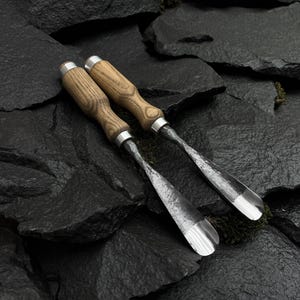 Premiumforge Wood Carving Gouges Kit 2 Pcs Forged Straight Rounded Chisels Spoon Carving Tool ...