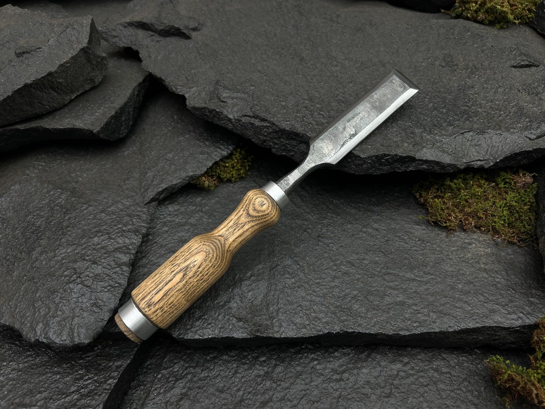 Hand Forged Bevel Edge Chisel - 52100 Carbon Steel Blade, Ergonomic Ash ...