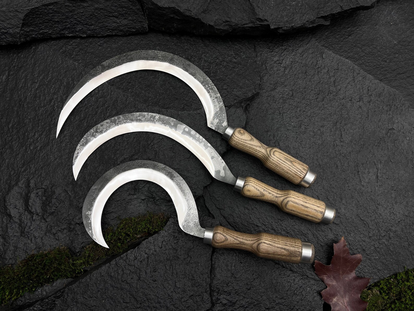 Hand-forged Sickle Set 3 PCS, Druid's Ceremony Tools, Handmade Scythe ...