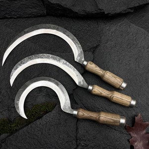 Sickle Set 3 PCS, Hand-forged Sickles for Harvesting Herbs, Garden ...