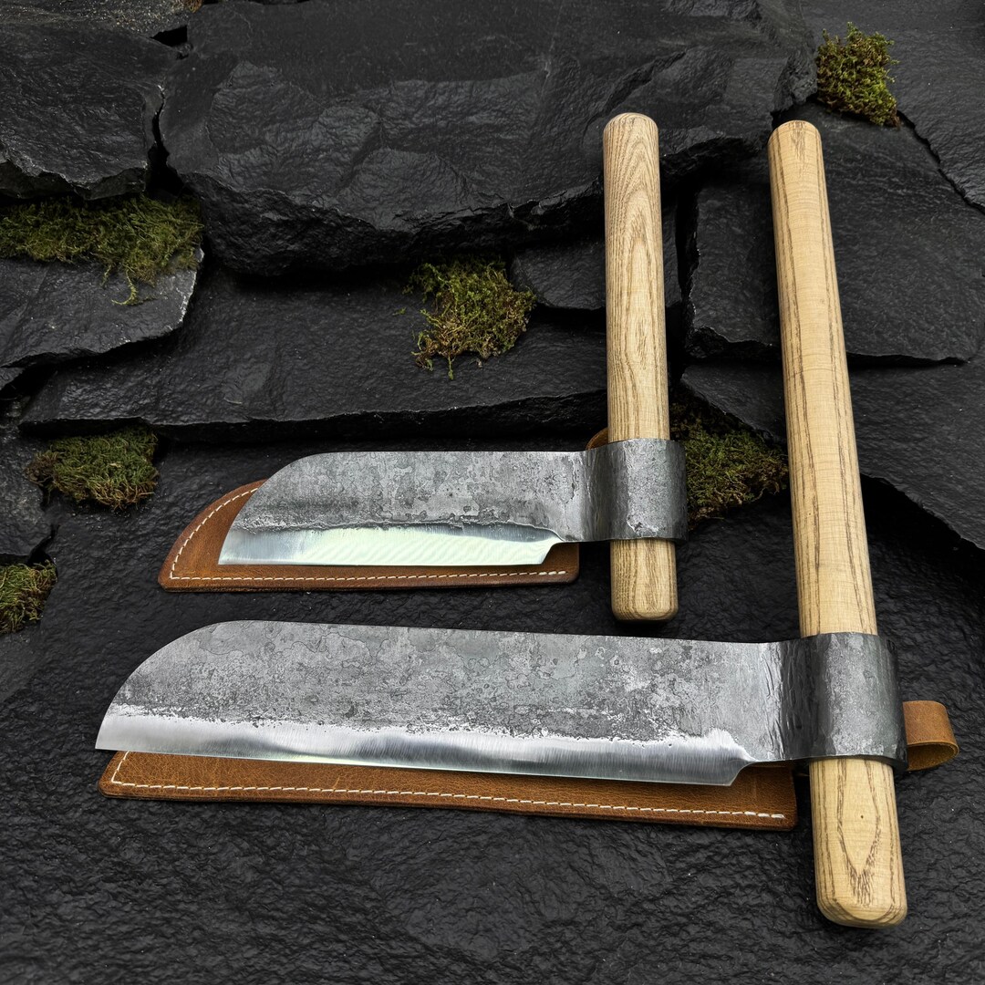 Hand-forged 52100 Steel Froe Set: Ash Handles, Leather Sheaths - Etsy