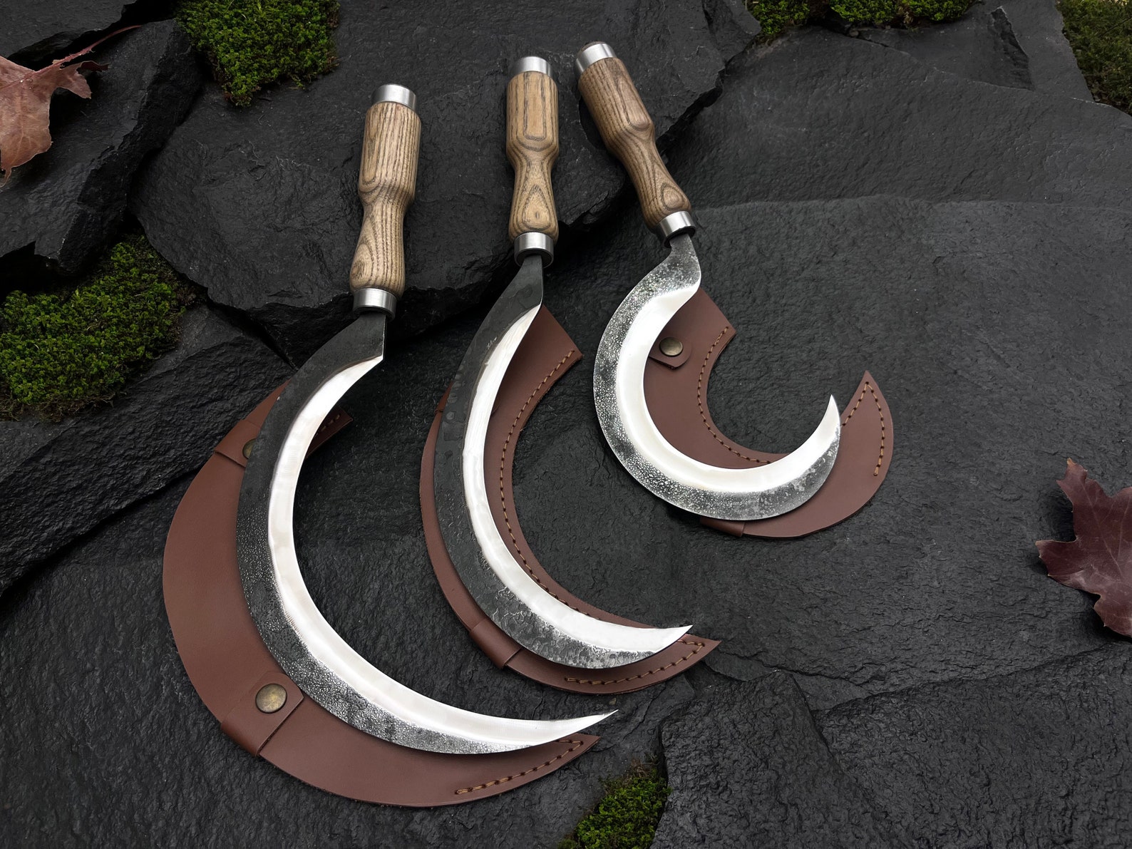 Hand-forged Sickle Set 3 PCS, Druid's Ceremony Tools, Handmade Scythe ...