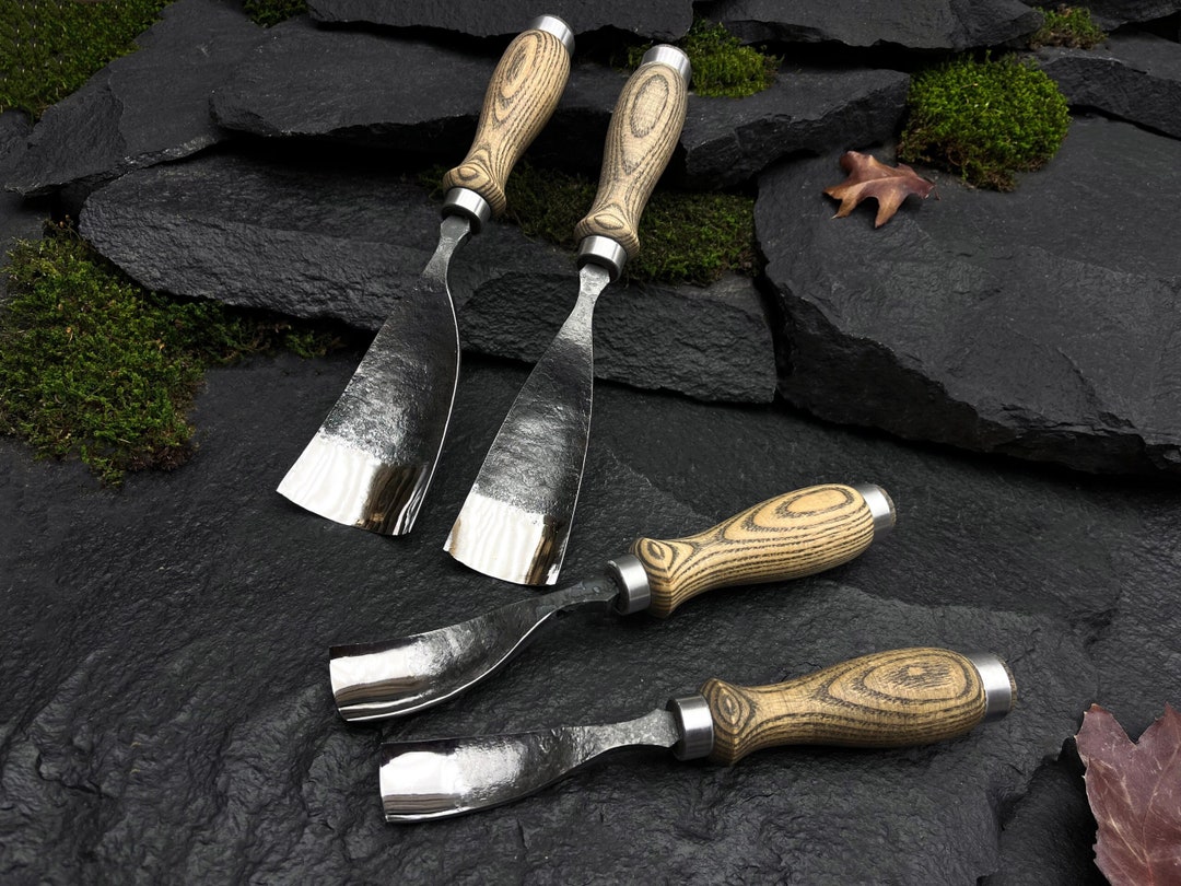 Premiumforge Forged Bent Gouges Kit 4 Pcs Woodworking Tools Spoon Carving Tool Curved Gouge 100% ...