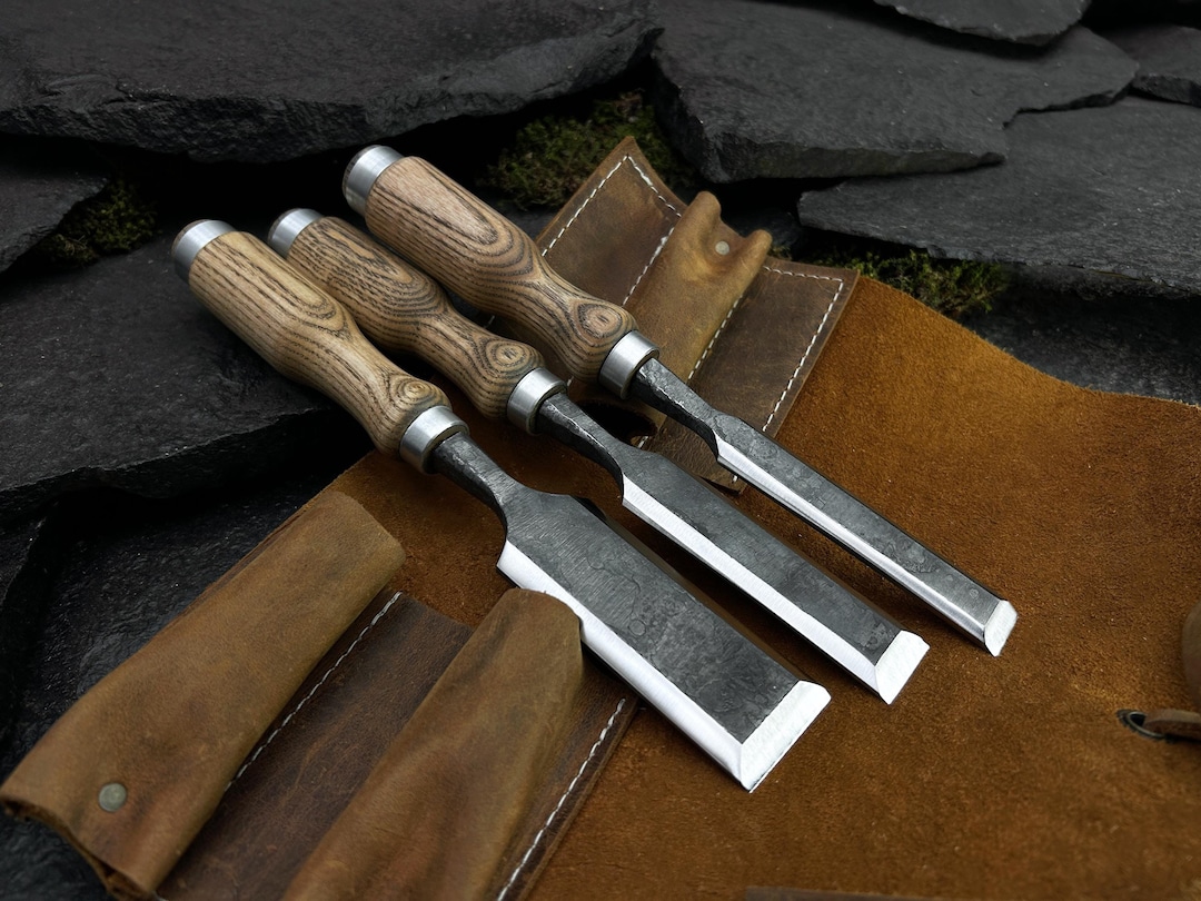 3-piece Forged Bevel Edge Chisel Set - 52100 Carbon Steel Blades ...