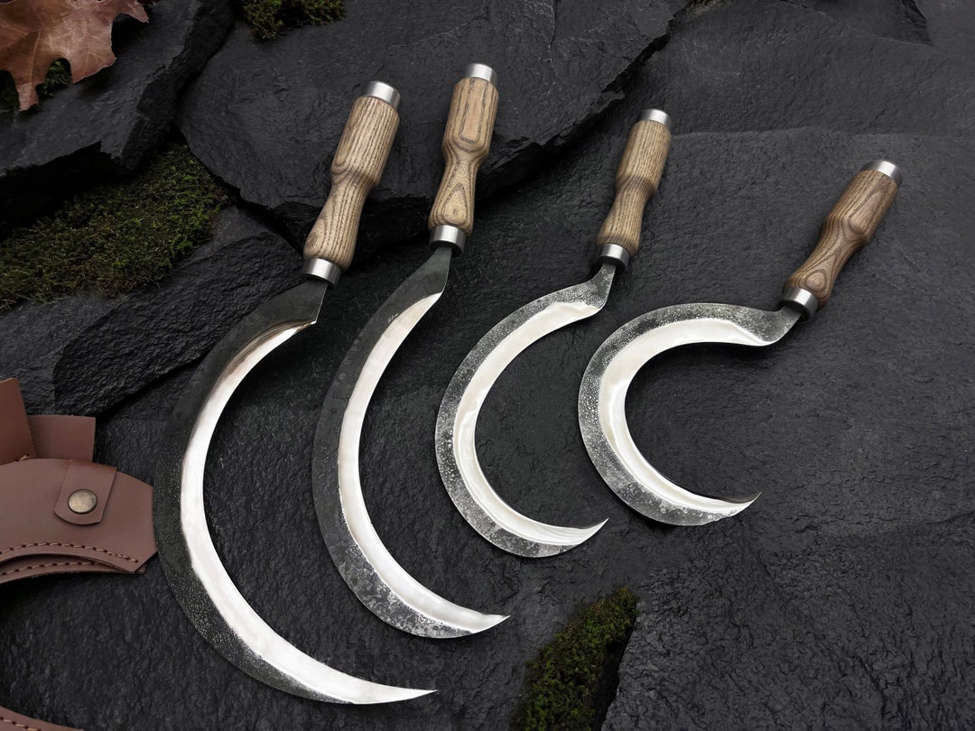Forged Garden Sickle Set 4 PCS, Harvest Set, Hand Scythes, Ritual ...