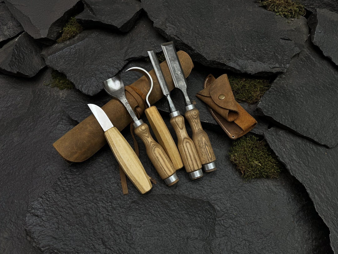 5-piece Hand Forged Bowl Carving Tool Set - 52100 Carbon Steel Blades ...