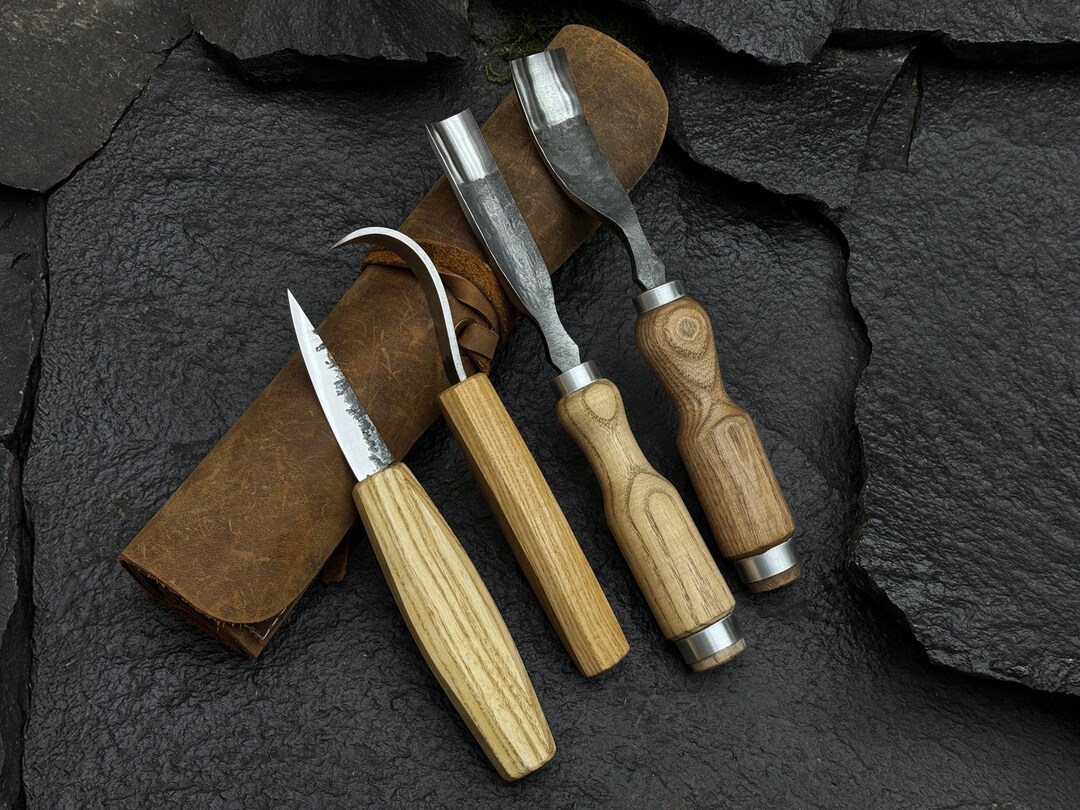 4-piece Bowl Carving Tools Set - 52100 Steel Blades, Ash Handles ...