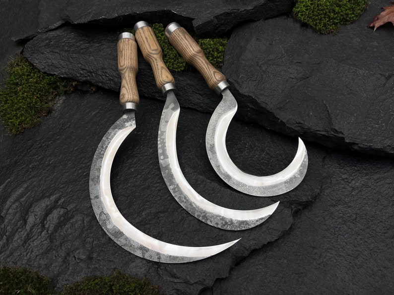 Hand-forged Sickle Set 3 PCS, Druid's Ceremony Tools, Handmade Scythe ...