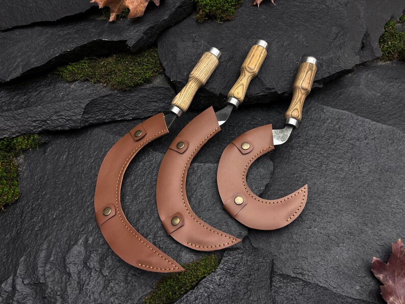Hand-forged Sickle Set 3 PCS, Druid's Ceremony Tools, Handmade Scythe ...