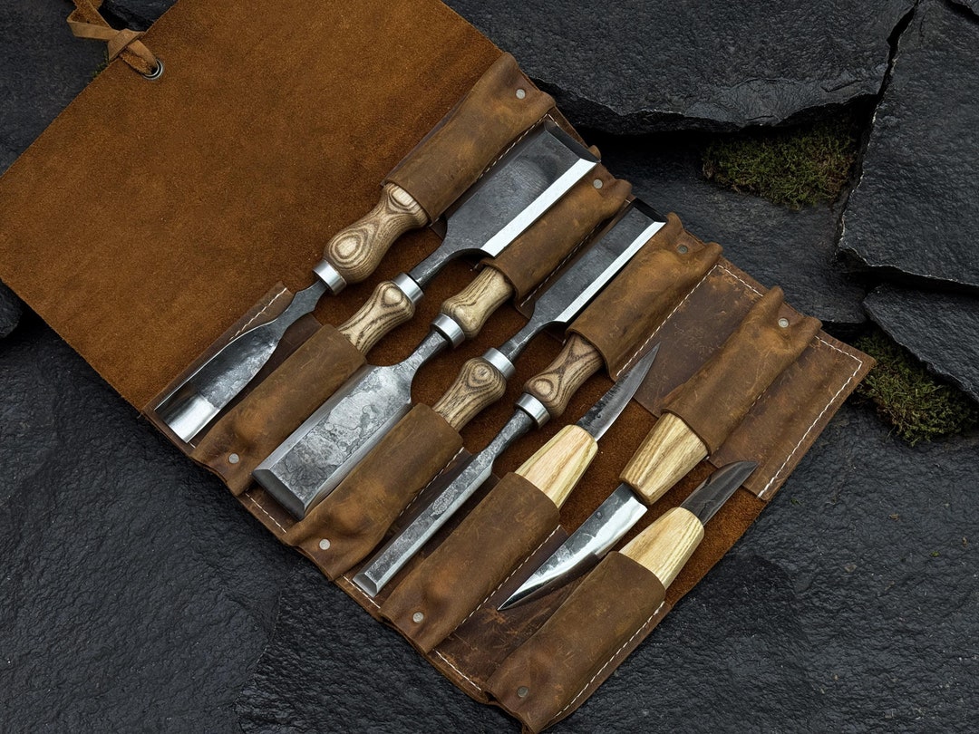 8 PCS Wood Carving Tool Set - 52100 Steel Blades, Ash Wood Handles ...