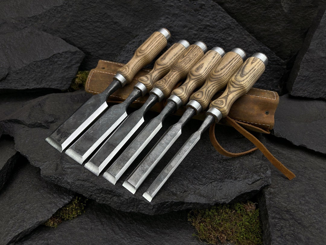 6 PCS Forged Wood Carving Chisel Set 52100 Carbon Steel Blades ...