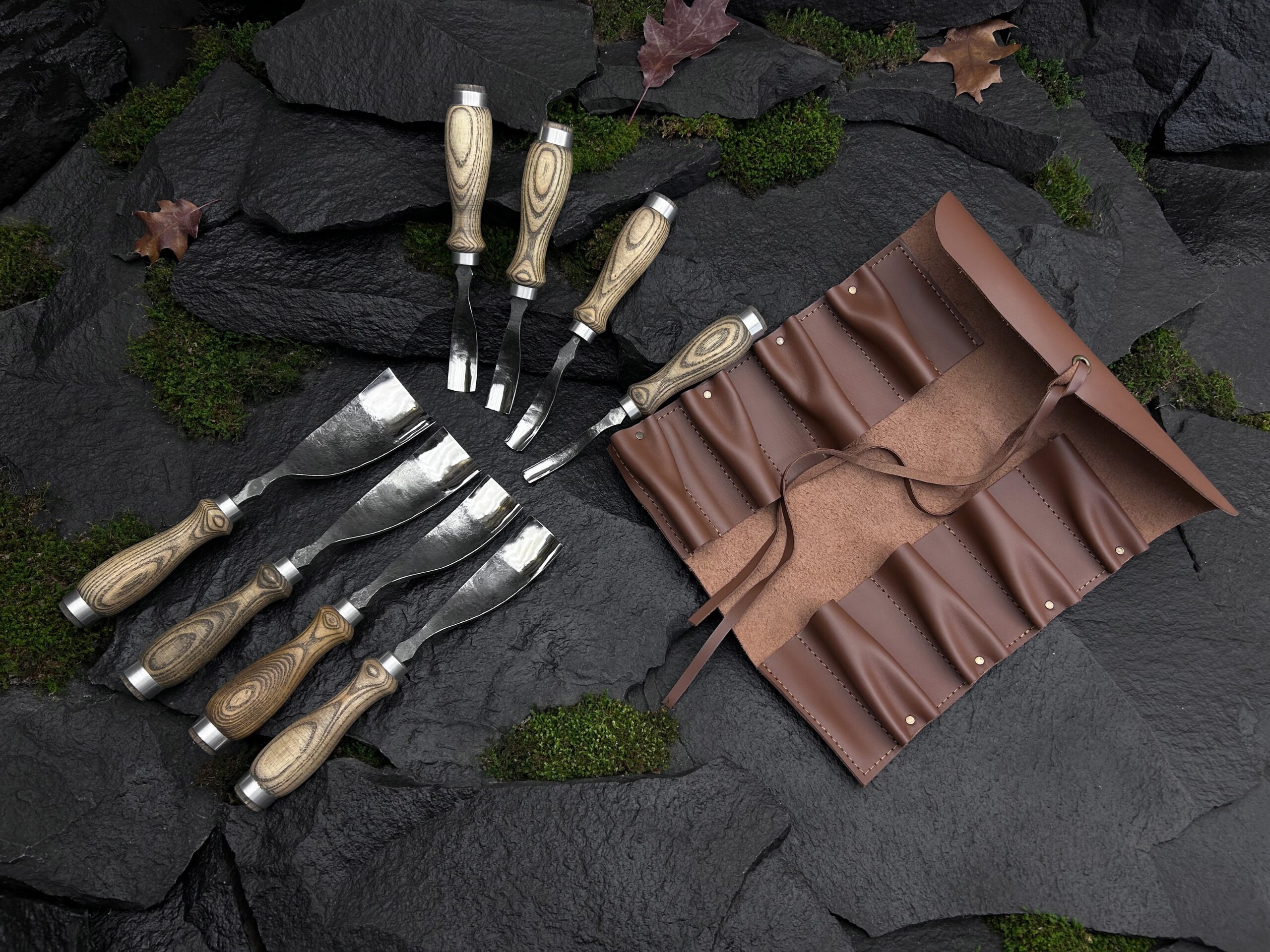 Premiumforge Forged Bent Gouges Kit 8 Pcs Woodworking Tools Spoon ...