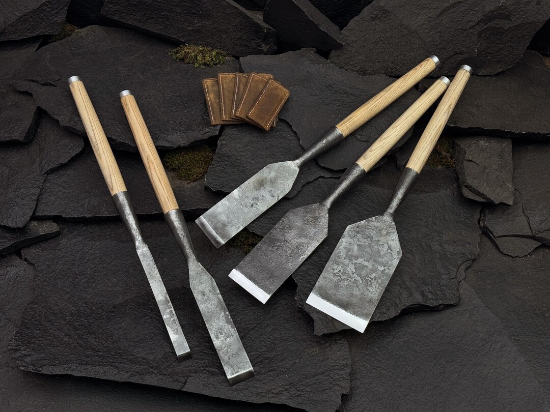 Hand-forged Wood Carving Chisels: 52100 Carbon Steel, Ash Handle ...