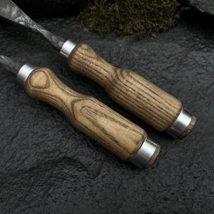 Premiumforge Wood Carving Gouges Kit 2 Pcs Forged Straight Rounded Chisels Spoon Carving Tool ...