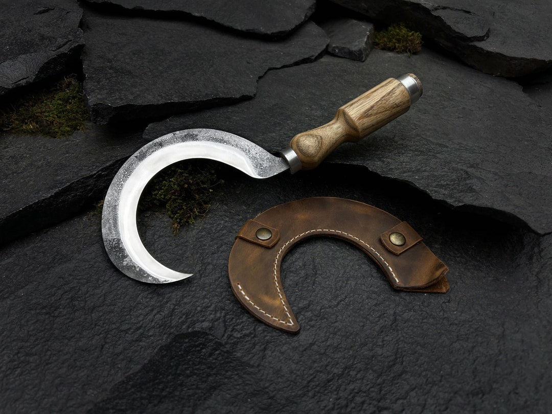 Forged Sickle - Carbon Blade, 52100 Steel, Ergonomic Ash Handle ...