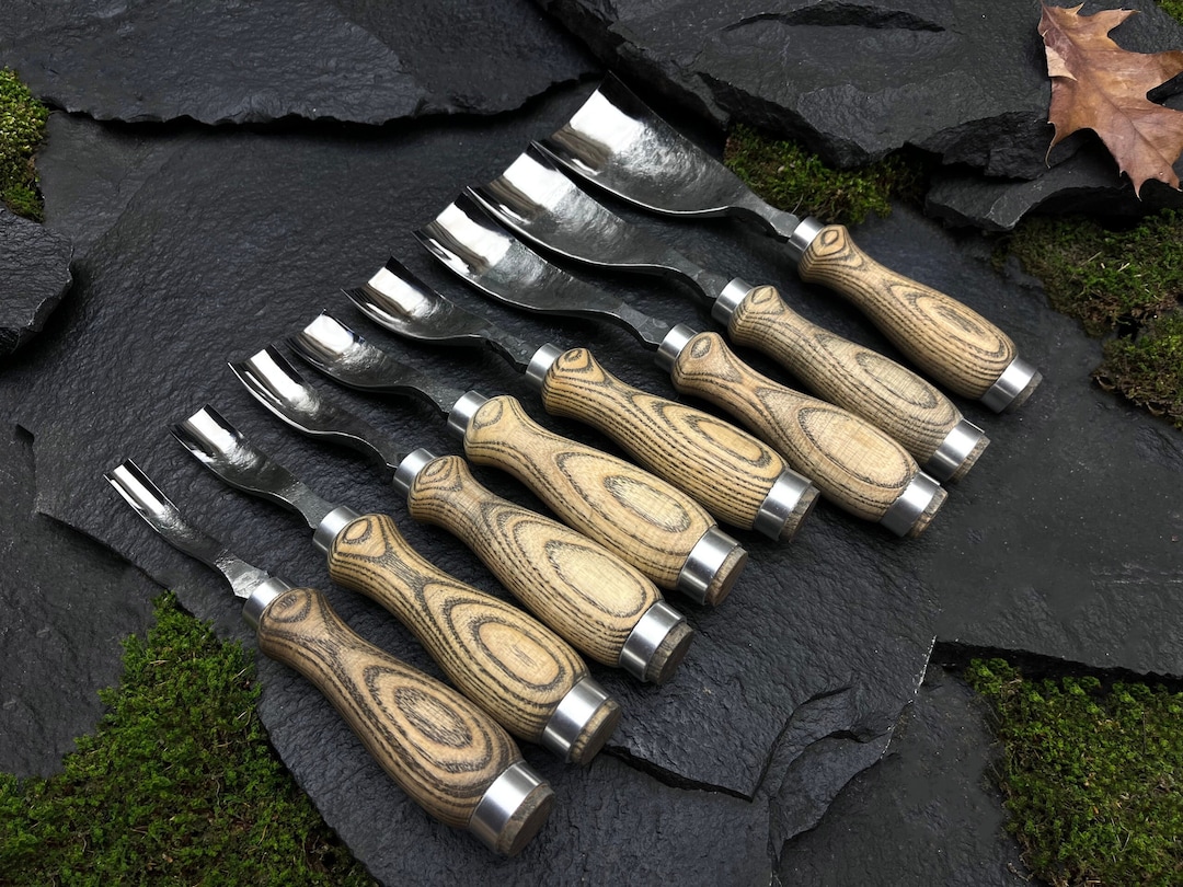 Premiumforge Forged Bent Gouges Kit 8 Pcs Woodworking Tools Spoon ...