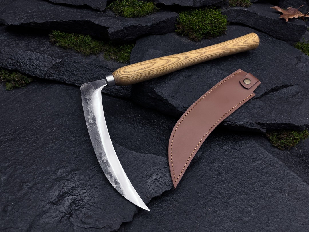Straight Garden Scythe, Herb Sickle, Hand-forged Scythe, Gardening ...