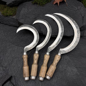 Forged Garden Sickle Set 4 PCS, Harvest Set, Hand Scythes, Ritual Boline, Horticultural Blades ...