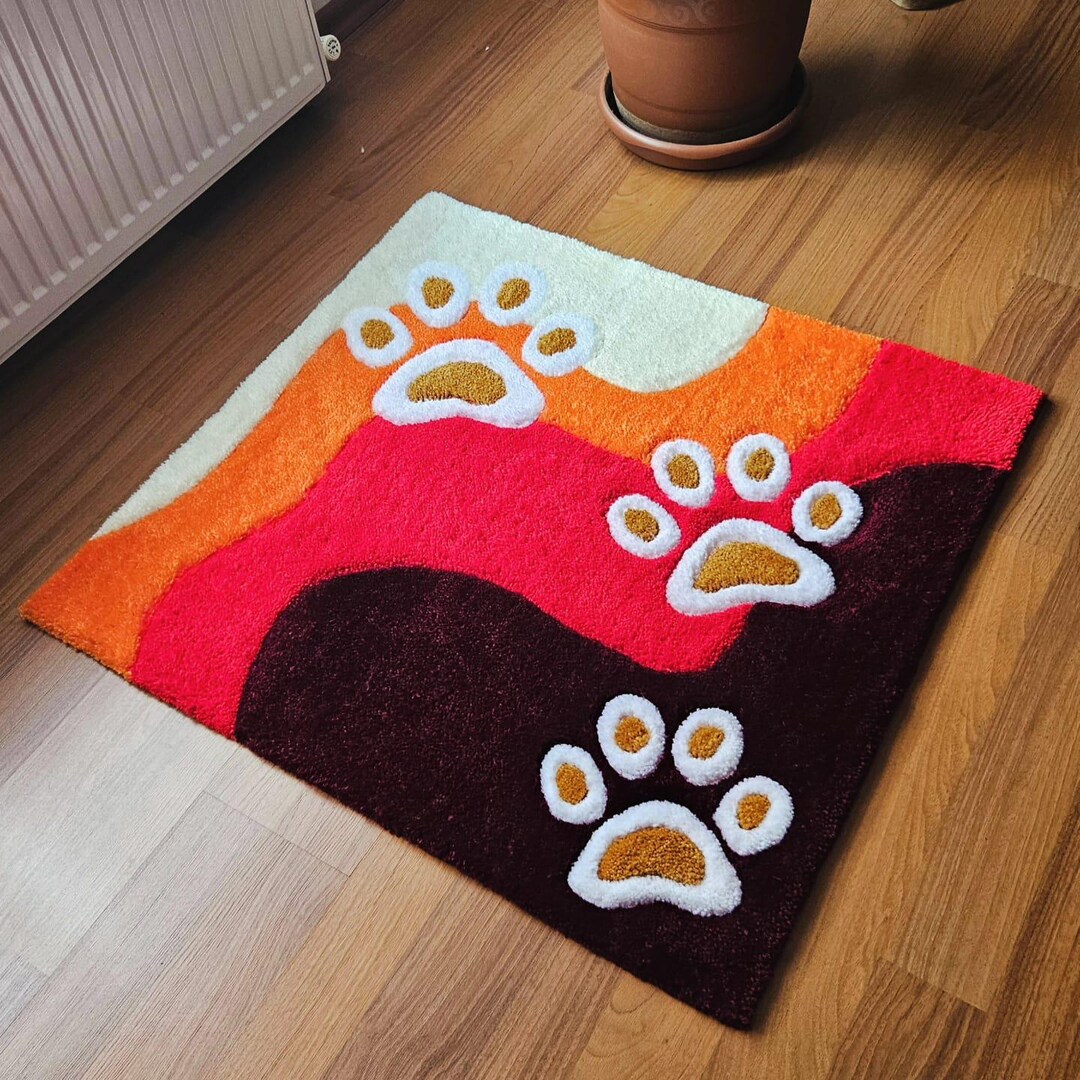 Paw Print Rug, Animal Paw Rug, Cute Paws Desk Mat, Floor Mat With Paw ...
