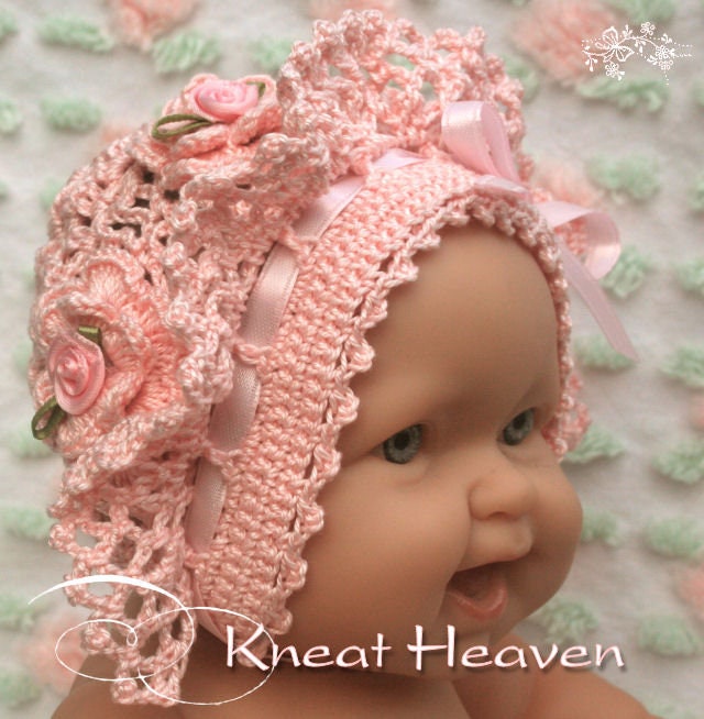 Hand Crochet Irish Rose Baby/reborn Doll Bonnet, Christening, Baptism ...