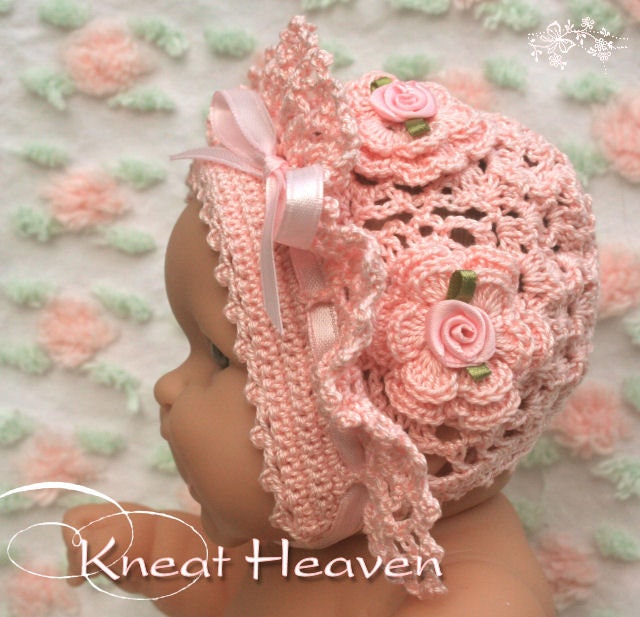 Hand Crochet Irish Rose Baby/reborn Doll Bonnet, Christening, Baptism ...