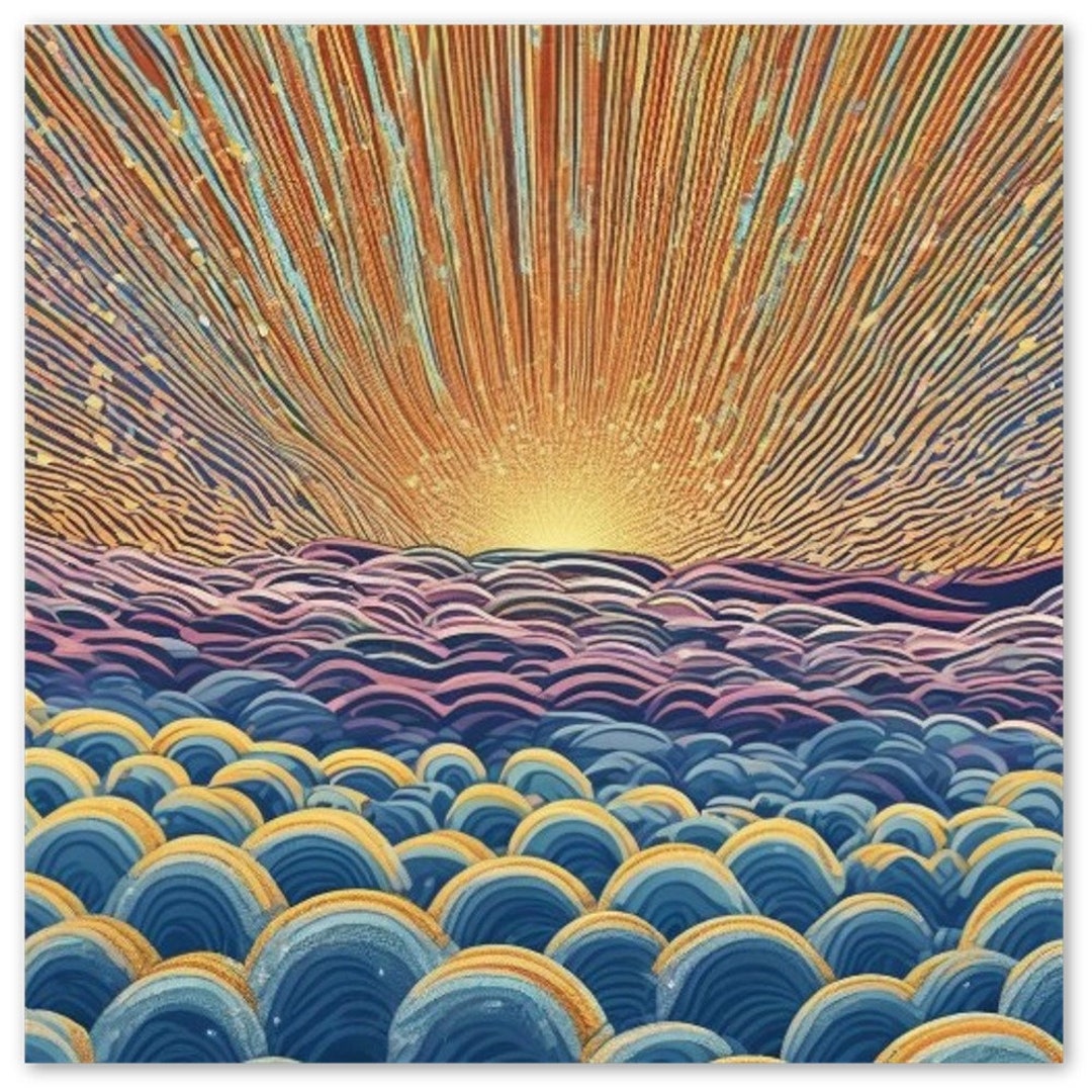 10 Impressionist Sunrise Design Greeting Cards With Premium Envelopes ...