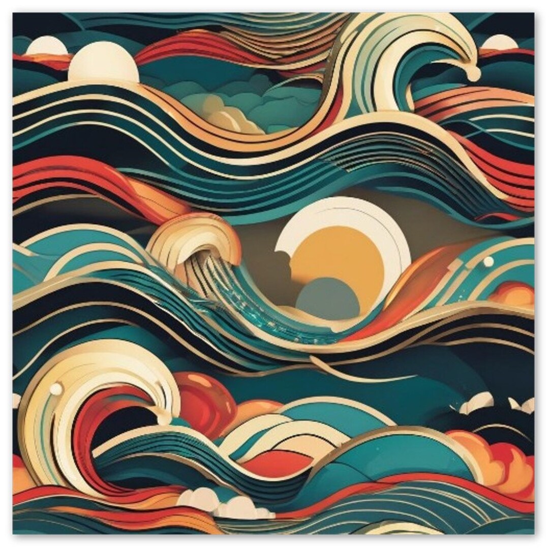 10 Wave Design Matte Greeting Cards With Premium Envelopes - Etsy