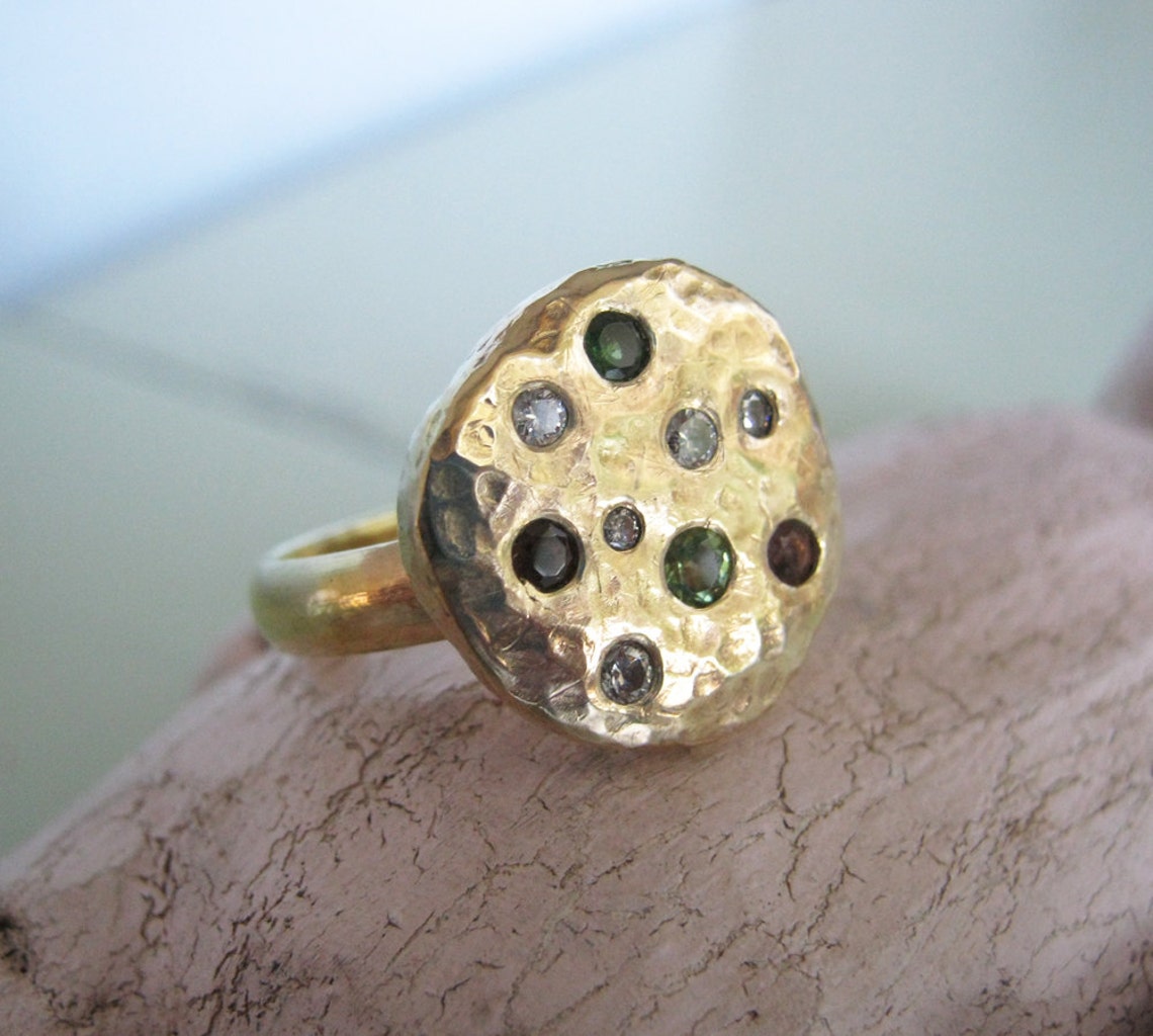 Handmade Recycled Gold Ring With Random Diamonds diamond Jubilee Ring ...