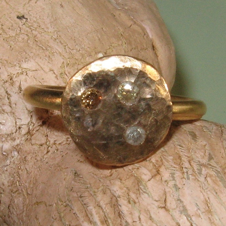 Handmade Recycled Gold Ring With Random Diamonds -diamond Jubilee Ring ...