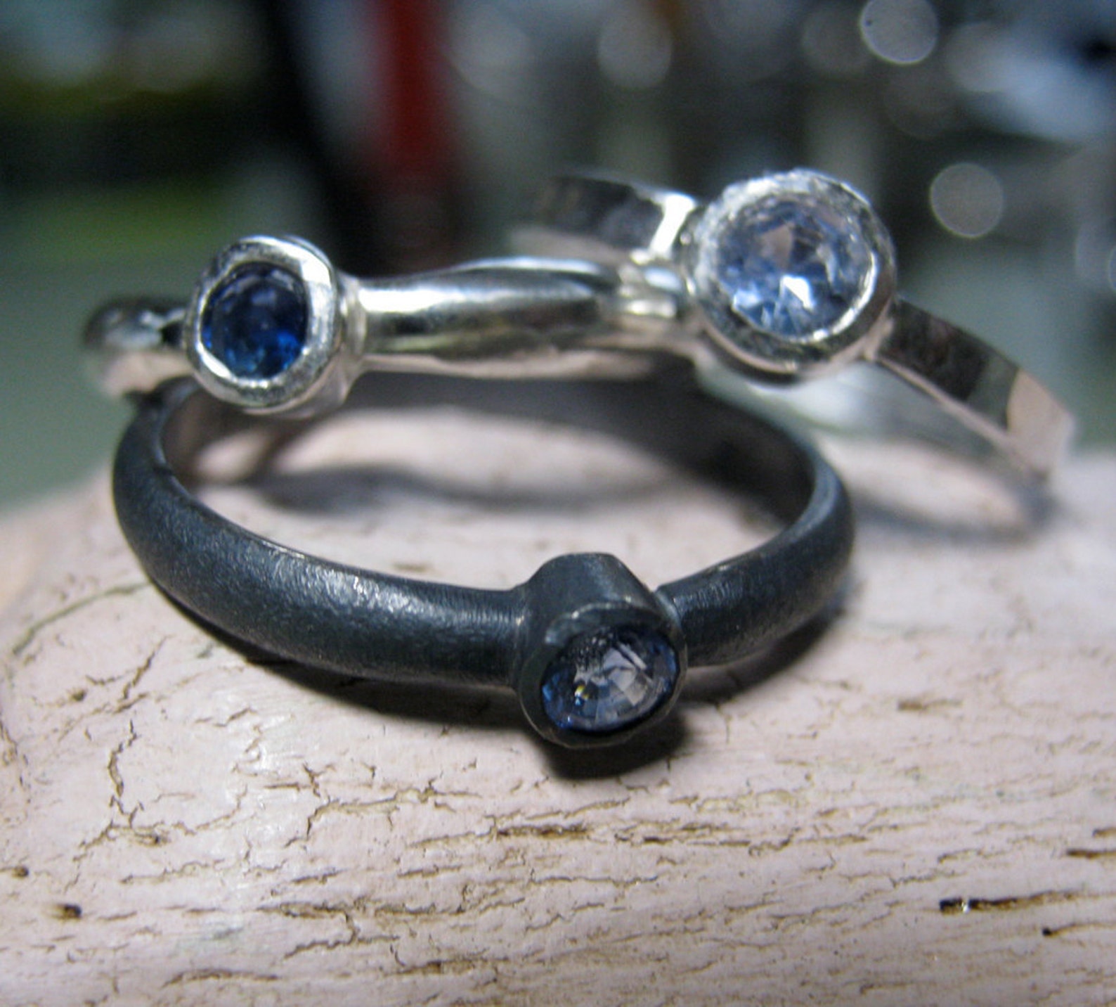 Blue Sapphire Stacking Ring Set Sterling Silver Rings All Blue - Etsy
